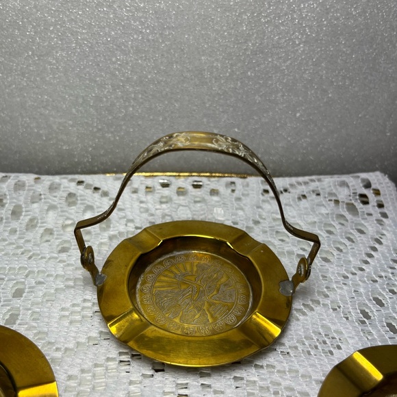Accents | Vintage Brass Ashtrays With Crane Etched | Poshmark